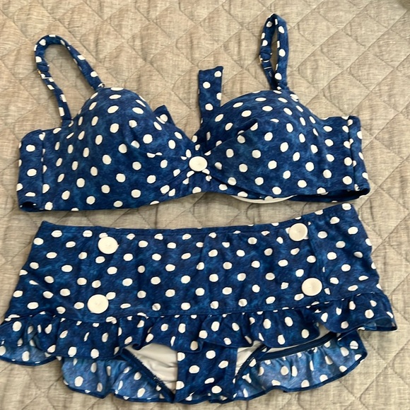 Coco Rave | Swim | Coco Rave Bikini Blue With White Polka Dots | Poshmark